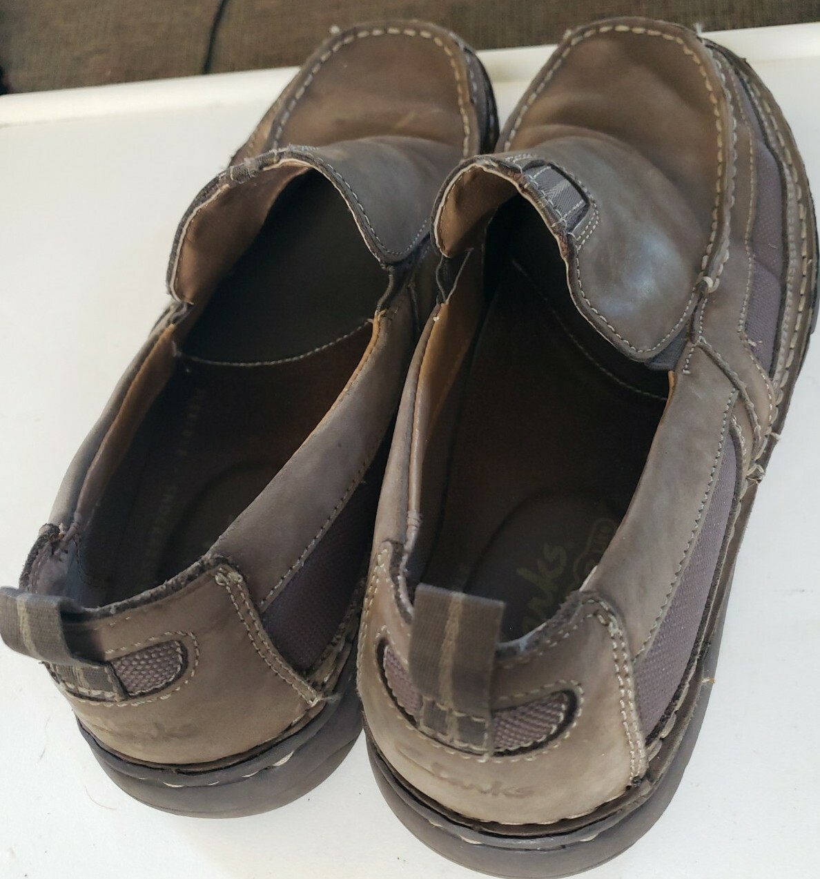 CLARKS XTR LITE MEN'S SUEDE CANVAS TAN TAUPE LOAFERS … - Gem