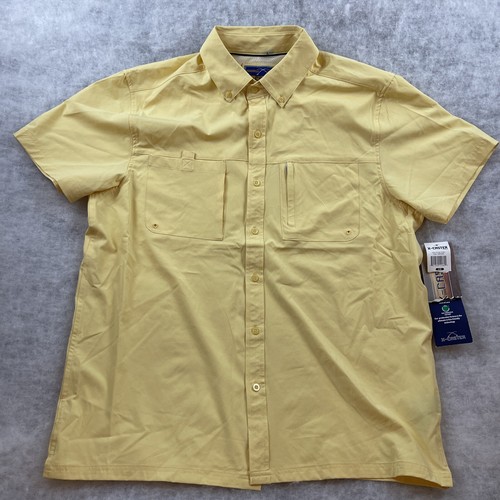 X-Caster Men’s Large Polyester Yellow Short Sleeve Button Shirt | eBay