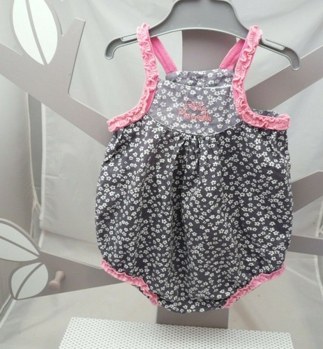 Bulle de BB barboteuse grise à fleurs blanches à brides bébé 6 mois | eBay