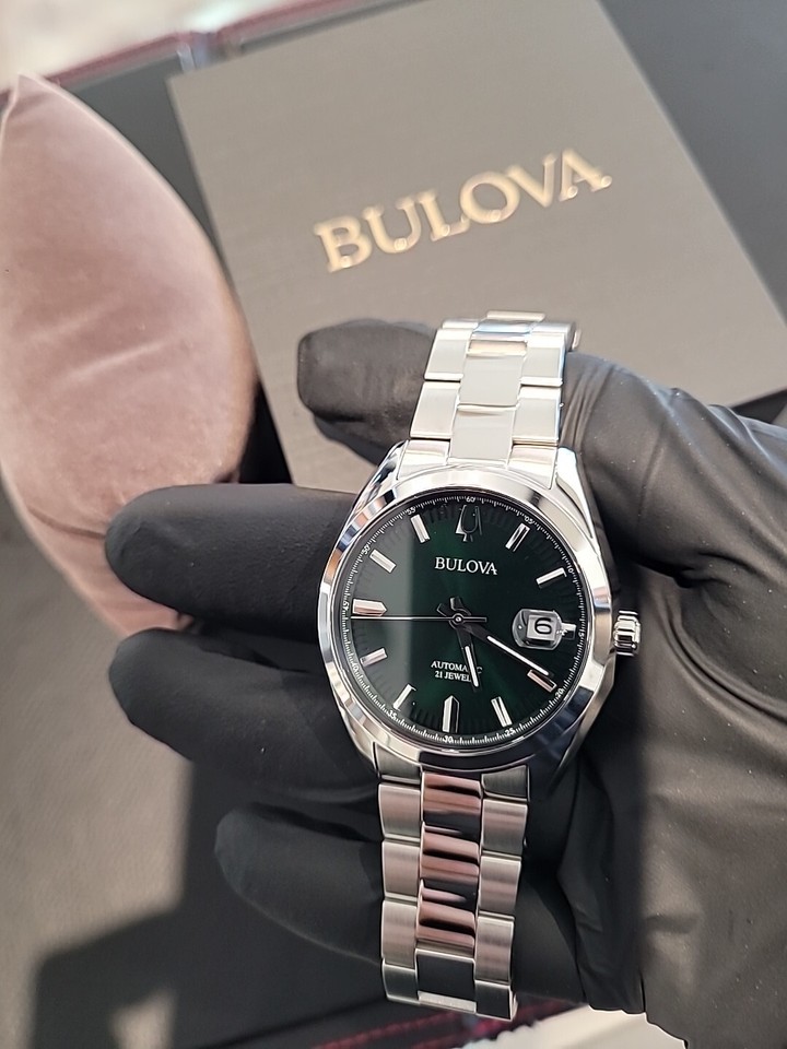 New Bulova Surveyor Automatic Green Dial Mens Watch 96B429 | eBay