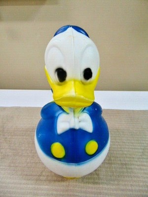 VTG BLOW MOLD DISNEY DONALD DUCK ROLLY POLLY SAILOR PLASTIC RATTLE BELL ...