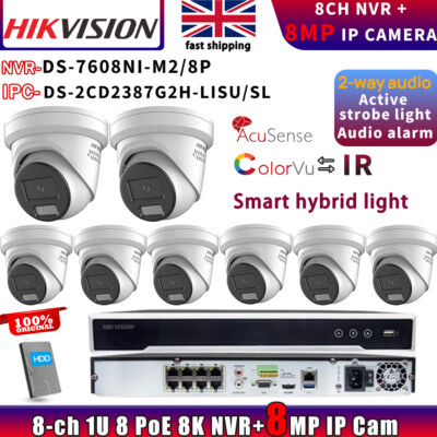 Hikvision 8CH 8POE 8K NVR ColorVu 2-Way Audio 8MP 4K IP Camera CCTV ...