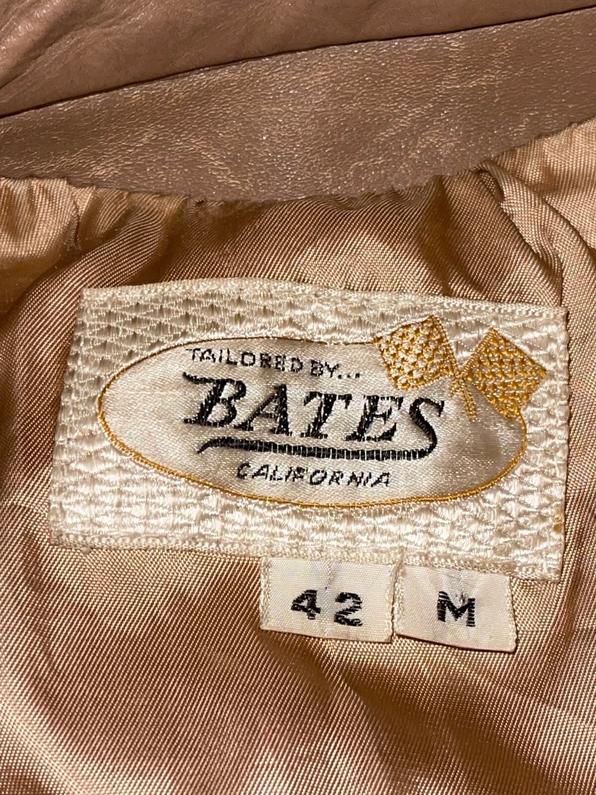 RARE tan Bates leather motorcycle jacket ture vintage… - Gem