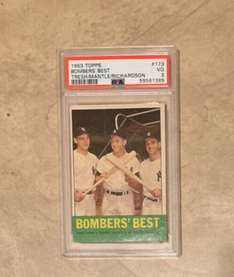 1963 Topps Yankees Bombers Best Mickey Mantle Tresh Richardson #173 PSA ...