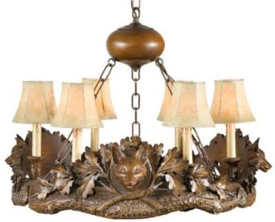Hand-Cast Fox Chandelier | Rustic Resin Light Fixture | eBay