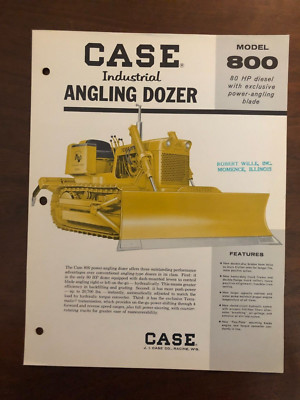 VINTAGE CASE MODEL 800 INDUSTRIAL ANGLING DOZER SPECIFICATION SHEET ...