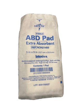 Medline NON21450 Sterile Abdominal (ABD)Pads - 17 White Individual ...