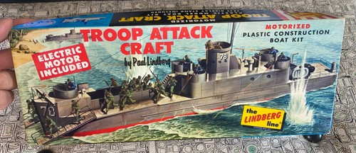1959 Lindberg “Troop Attack Craft” Ship Motorized Plastic Model Kit ...
