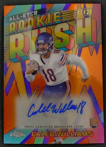 2024 Topps Chrome Caleb Williams RC All-Etch Rookie Rush Auto Orange 7/25 Bears | eBay