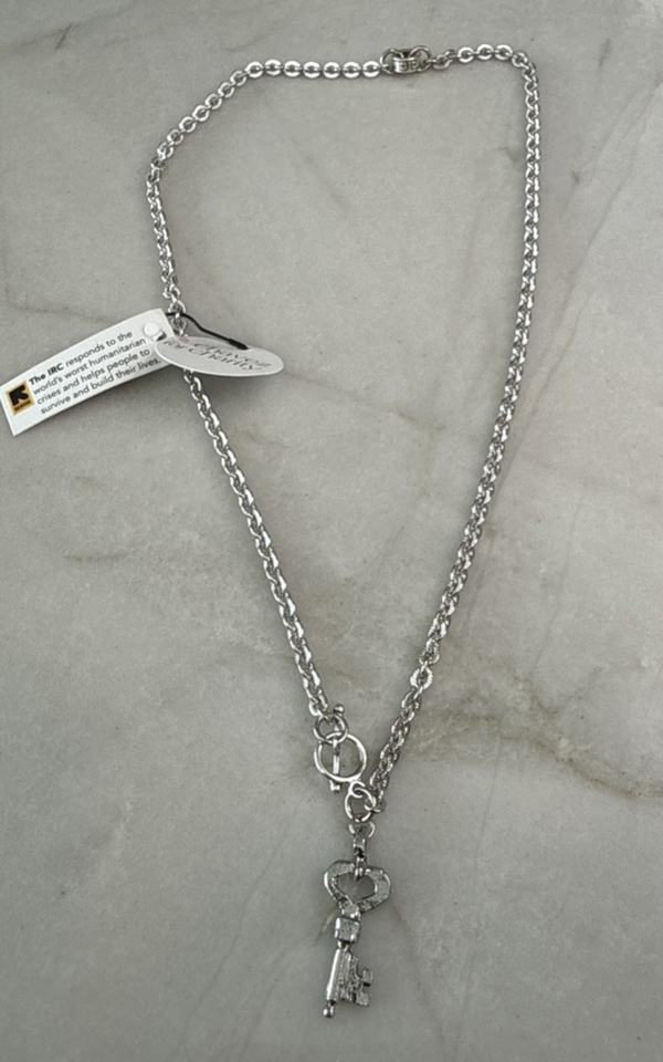 Chavez for Charity 18" Silver Heart Shape Skeleton Key Toggle Necklace ...