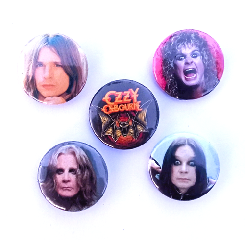 OZZY OSBOURNE Badge Button Set 25mm 1" Pins Pinback Black Sabbath heavy ...