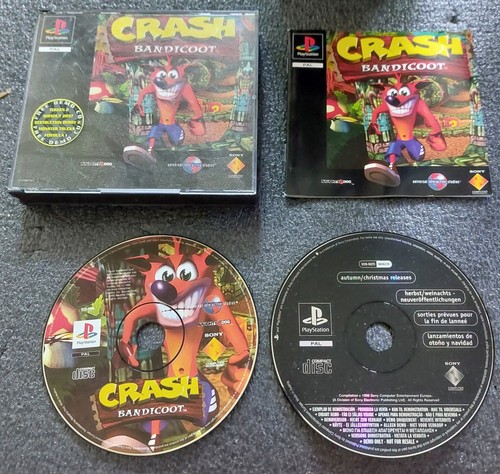 CRASH BANDICOOT, PS1, ORIGINAL BIG BOX VERSION, BLACK LABEL, DEMO, EX ...