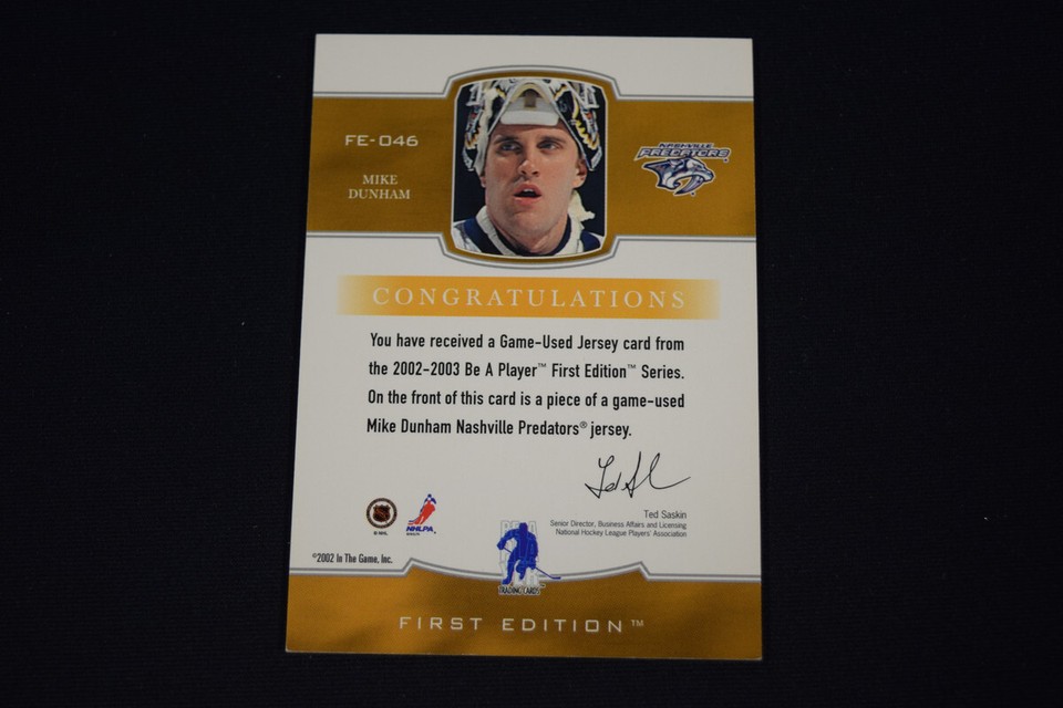 Mike Dunham 2002-03 ITG First Edition Game-Used Jerseys Relic FALL EXPO ...
