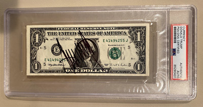 President Donald Trump Signed $1 Dollar Bill PSA Authenticated Genuine ...