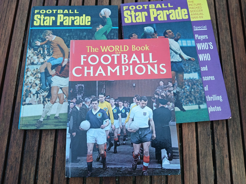 3 vintage football books: Football Star Parade x 2 +WORLD book of ...