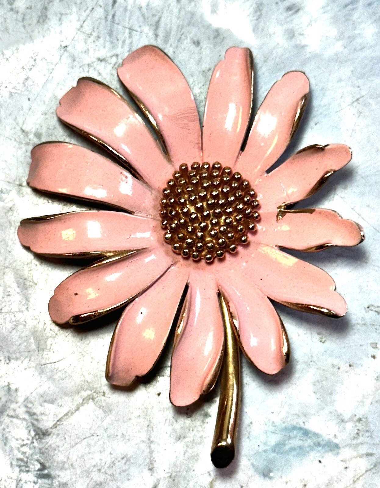 Large 1960's Vintage Marvella Gold Tone Pink Enamel D… - Gem