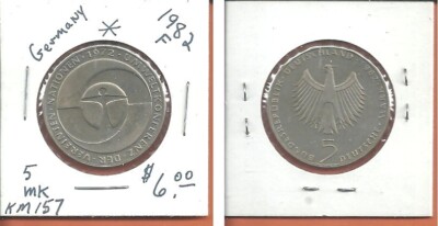 Germany 1982 F, 5 Mark Coin 10th Anniversary-U.N. Environmental ...