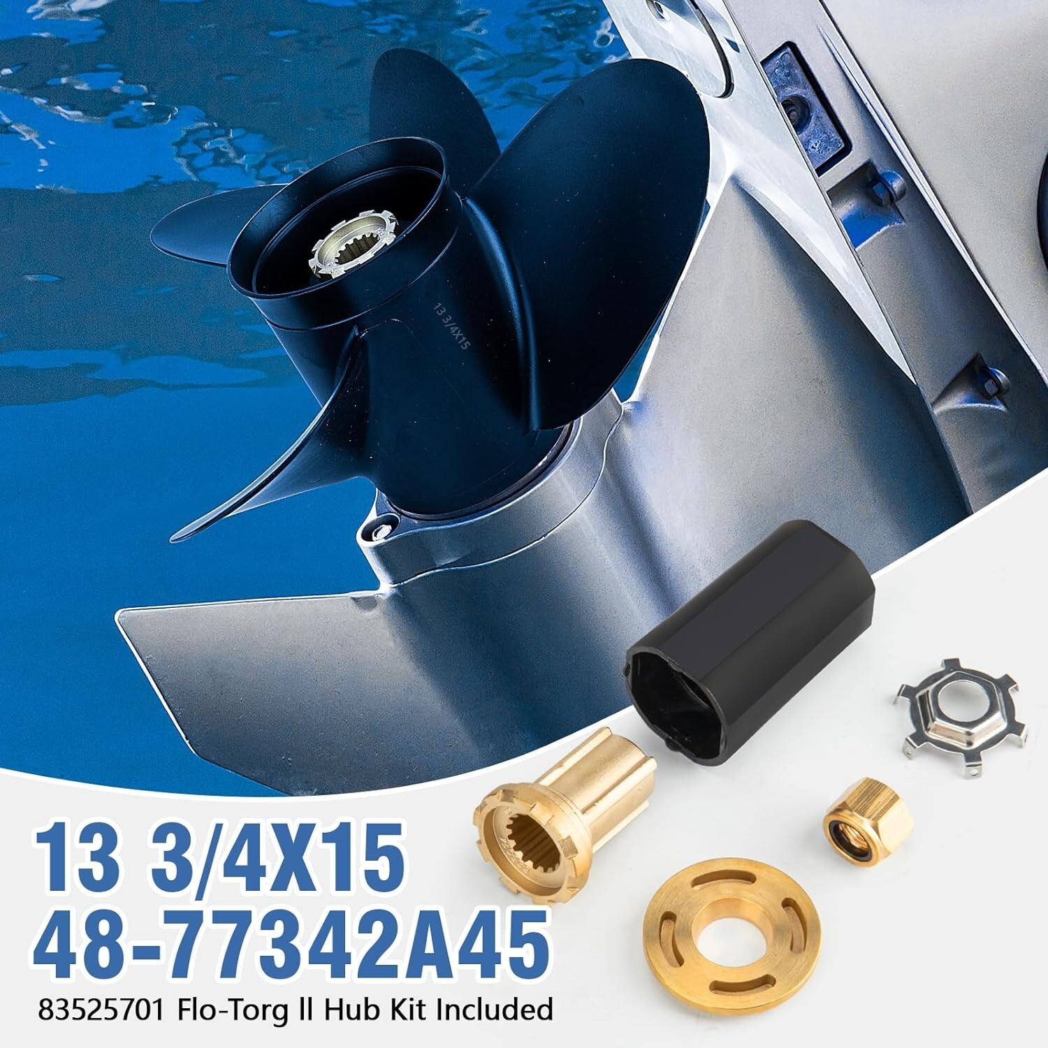 13-3/4x15 Aluminum Boat Propeller For Mercury 48-77342A45, 13.75"x15 ...