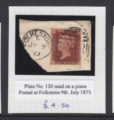GB: PENNY RED PLATE # 120 USED ON PIECE | eBay