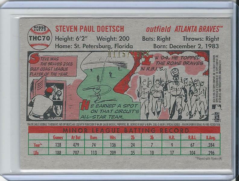 2005 TOPPS HERITAGE CHROME STEVE DOETSCH BRAVES RC SHORT PRINT RARE ...