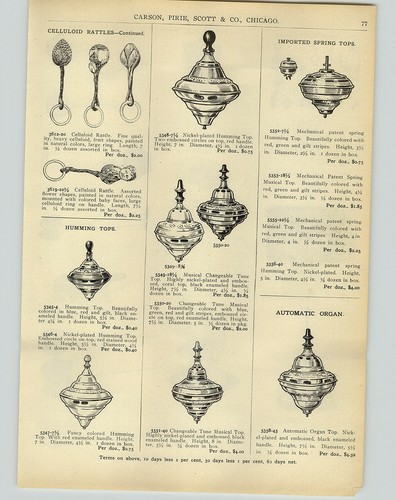 1905 PAPER AD 2 Sided Tops Top Toys Musical Humming Organ Uncle Sam ...