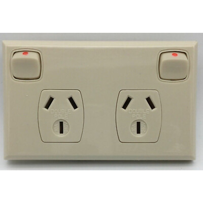 DOUBLE POLE DGPO Beige Double Power Point Socket Electric Outlet GPO 10 ...