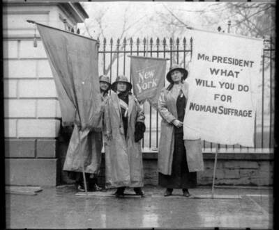 Picketing in all sorts of weather,NY Day Picket,Woman Suffrage,White ...