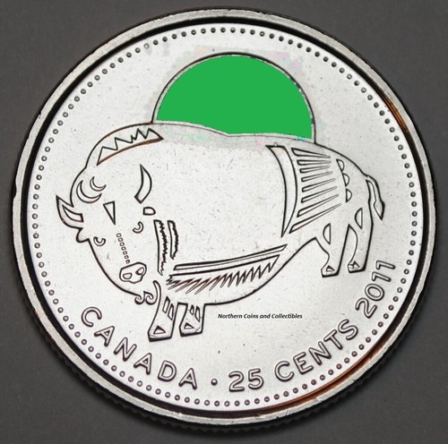 Canada 2011 25 cents Coloured Bison Nice UNC from roll - BU Canadian ...