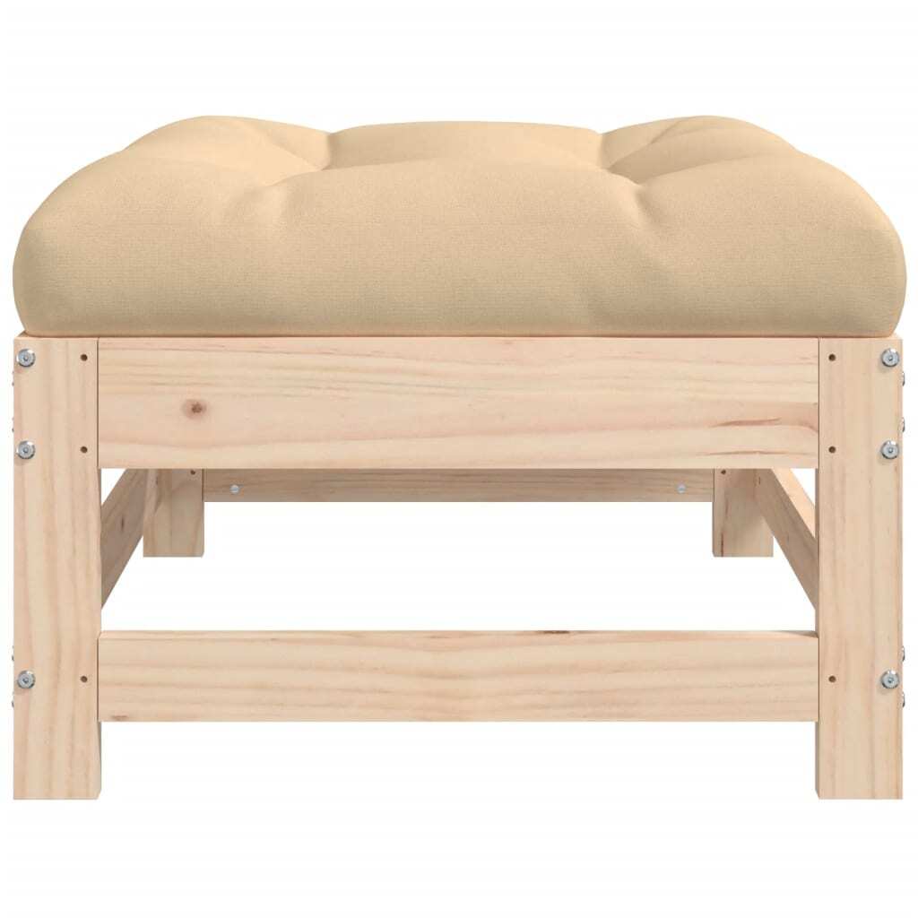 Garden Footstool with Cushion Solid Wood Pine E0E0 | eBay