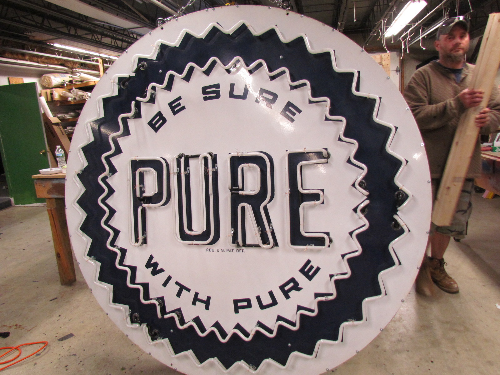 Original Pure Oil Animated Porcelain Neon Sign 72" Diameter | eBay