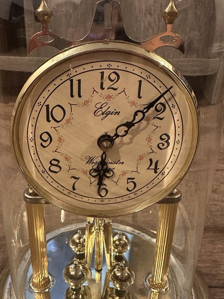 Vintage Elgin Glass-Dome Anniversary Clock | eBay