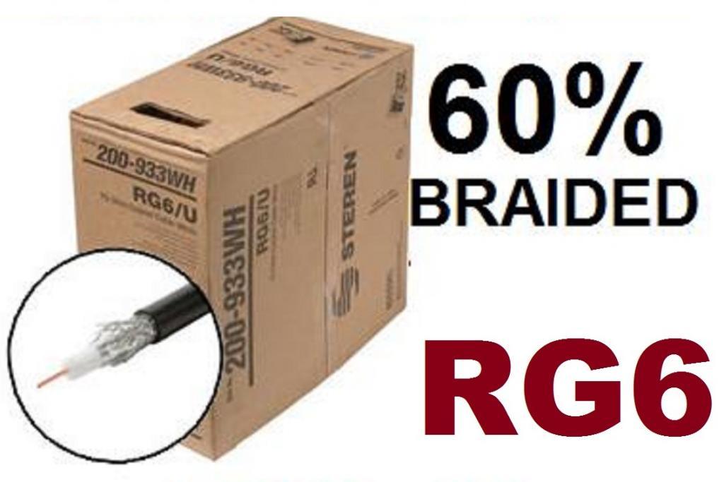 1000' RG-6 SATELLITE COAX CABLE RG6 COAXIAL WIRE HD DTV ANTENNA FTA ...