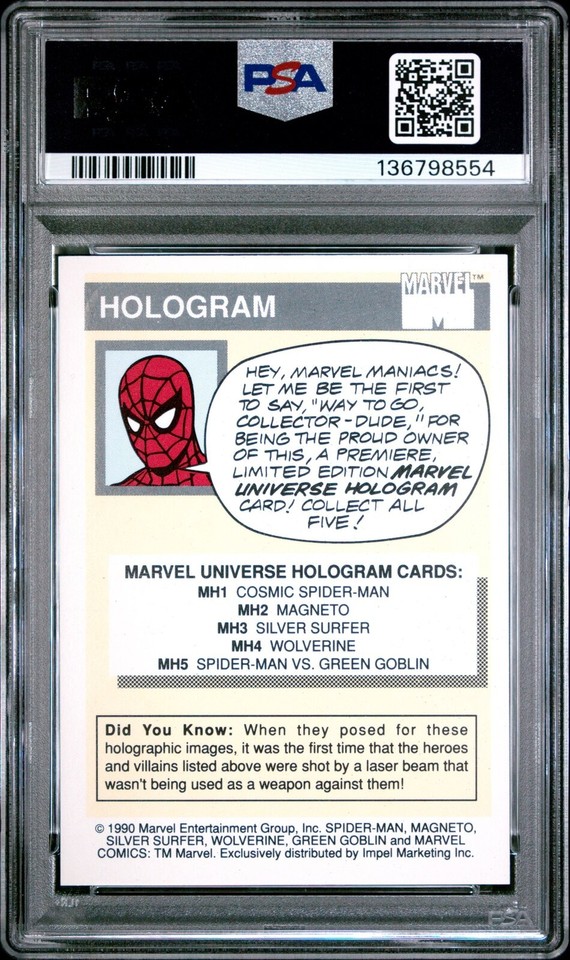 1990 Marvel Universe Hologram MH4 Wolverine - PSA 9 Mint - Freshly ...