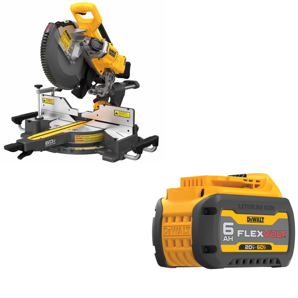 DeWalt DCS781B-DCB606 60V MAX Cordless 12" Miter Saw Kit w/ FlexVolt ...