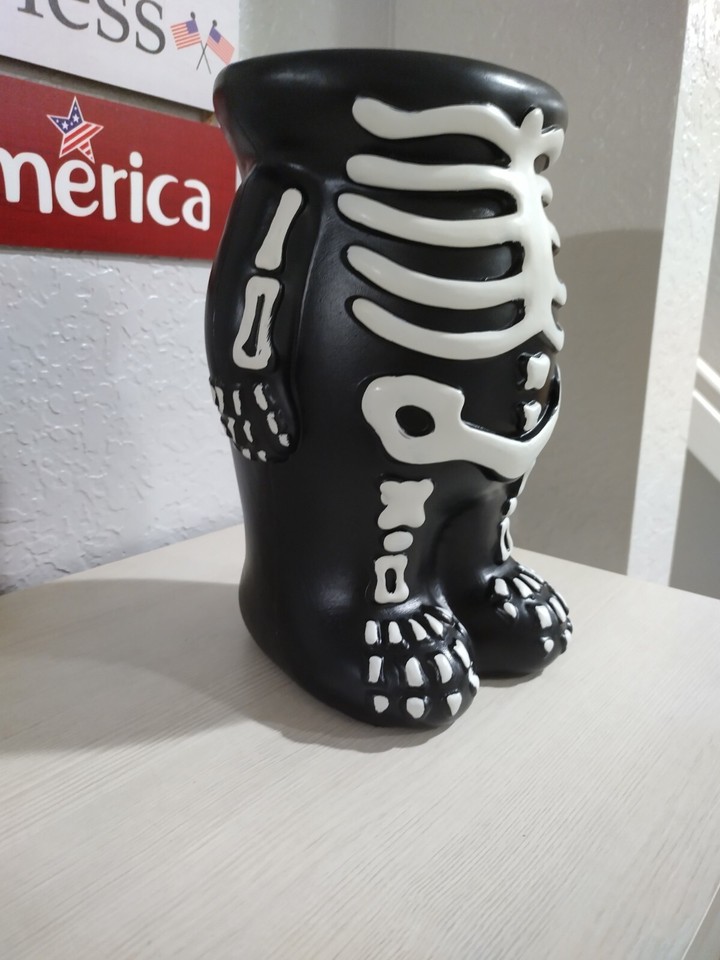 11" Blow Mold Skeleton Pumpkin Stand Halloween Skull NEW | eBay
