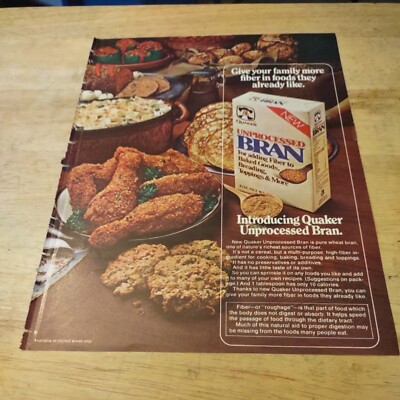 1977 Unprocessed Bran By Quaker Magazine Ad | eBay