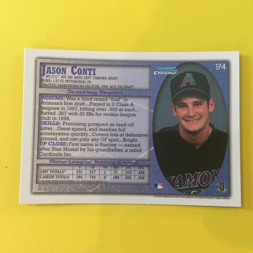 1998 Bowman Chrome #174 Jason Conti Arizona Diamondbacks | eBay