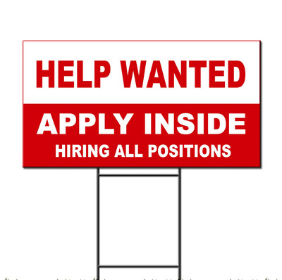 Help Wanted Apply Inside Hiring All Positions Plastic Yard Sign /FREE ...