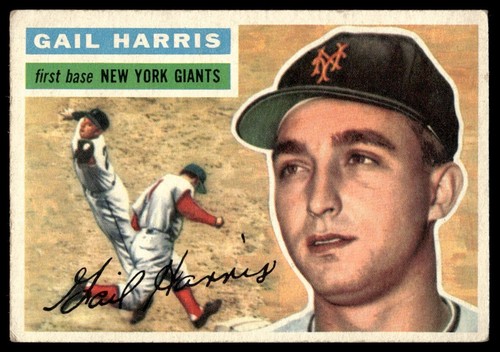 1956 Topps Gray Back Baseball Card Gail Harris RC New York Giants #91 ...
