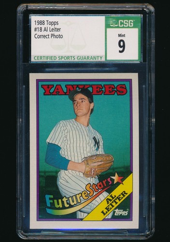1988 Topps rookie #18 Al Leiter RC COR correct photo CSG 9 Mint | eBay