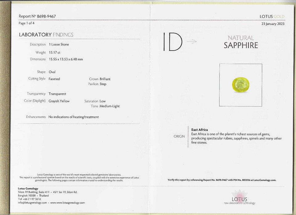 LOTUS Certified Natural Sapphire 13.17 Cts Grayish Yellow Color | eBay