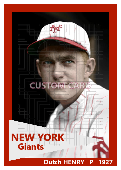 Dutch Henry - 1927 New York Giants - 2.5 x 3.5 custom card (blank back ...