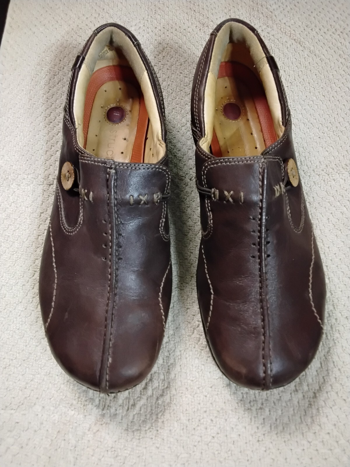 Clarks Structured Un Loop Wm's Brown Leather Loafers … - Gem