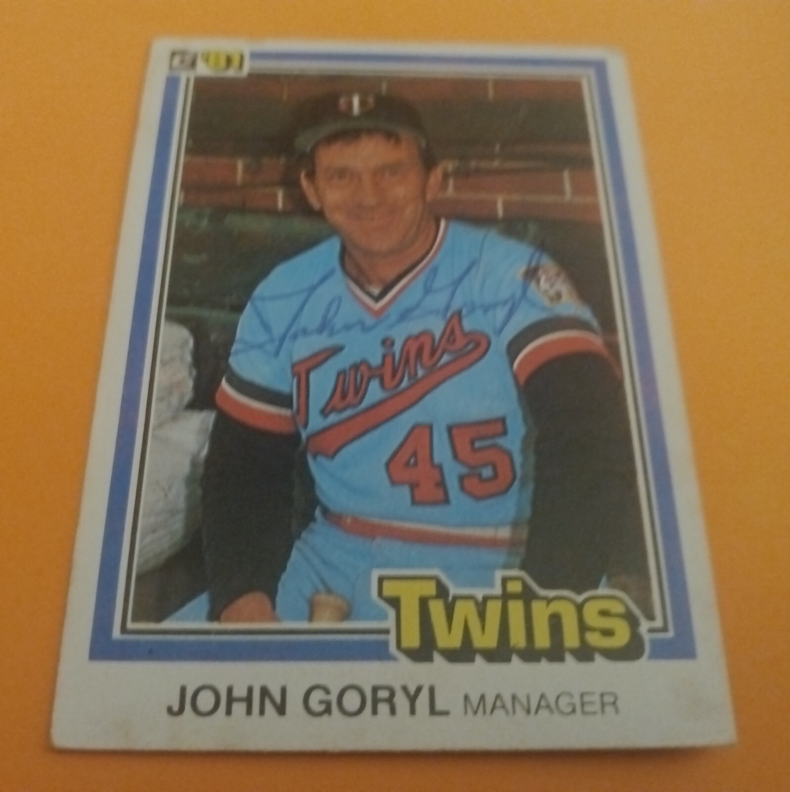 1981 John Goryl SIGNED Donruss MLB Baseball MANAGER Card #527 Minnesota ...