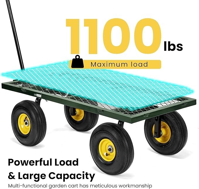 VIVOHOME Heavy Duty 880 Lbs Capacity Mesh Steel Garden Cart Folding ...