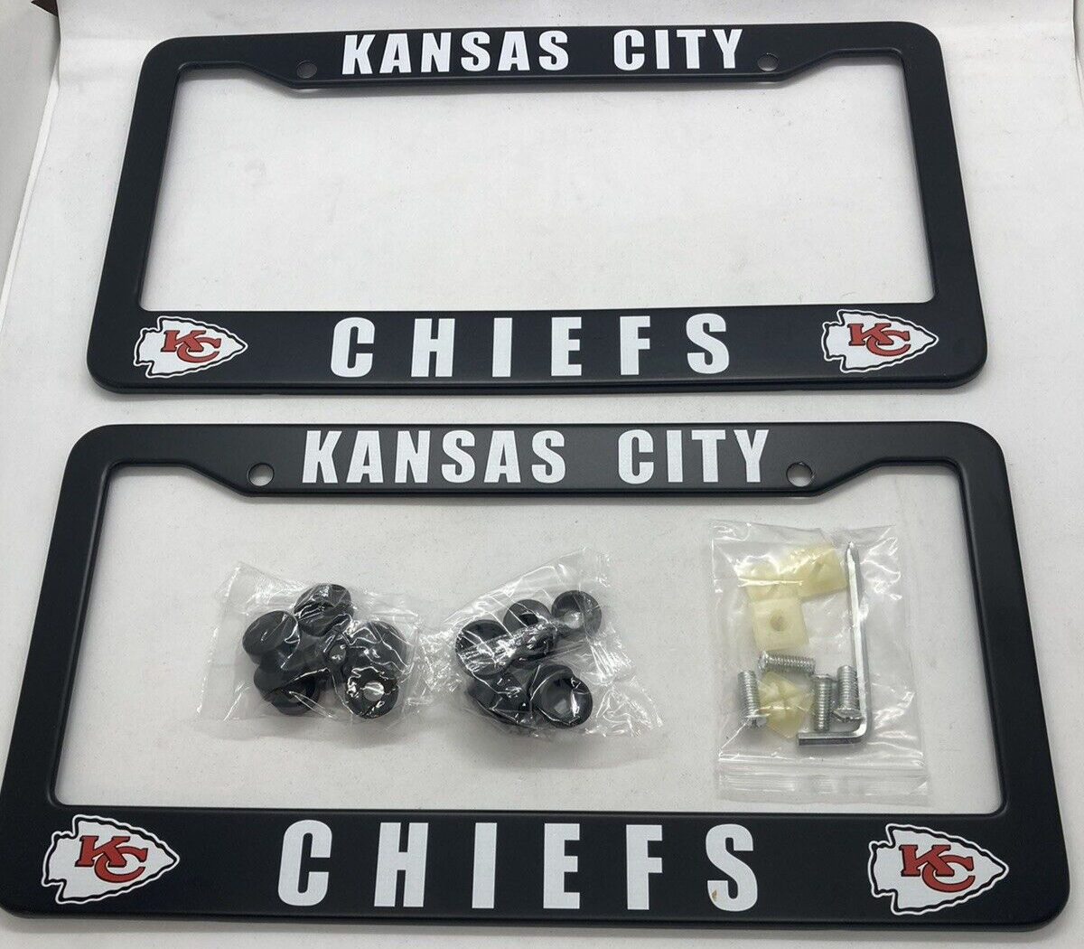 2 NEW NFL Kansas City Chiefs License Plate Frames Black Powder Coated ...