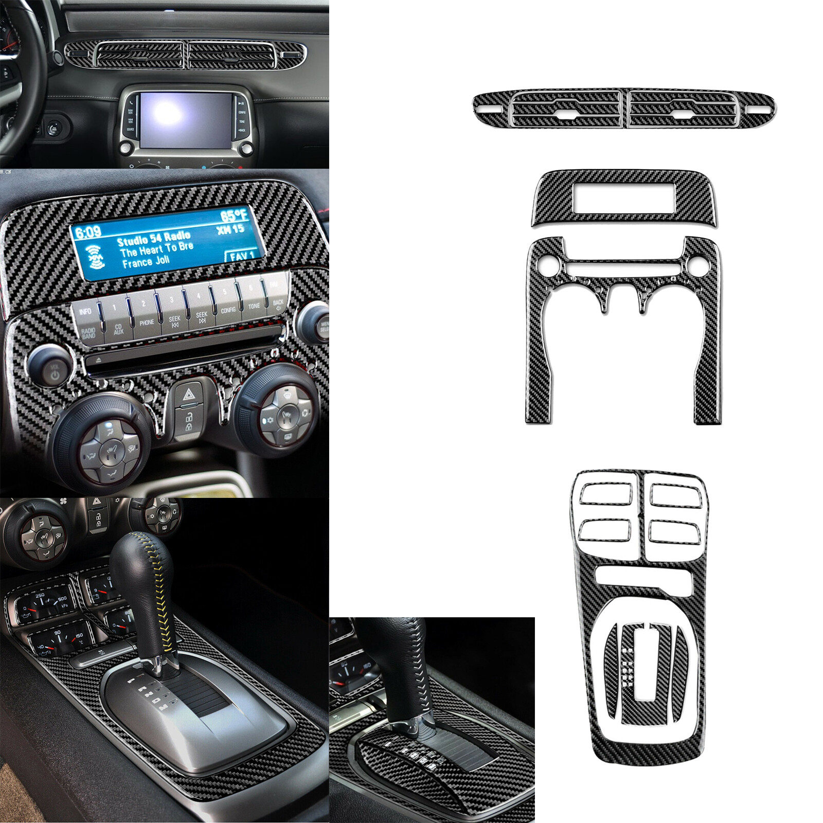 17pcs Carbon Fiber Center Console Sticker Trim Set For Camaro 2010-15 ...