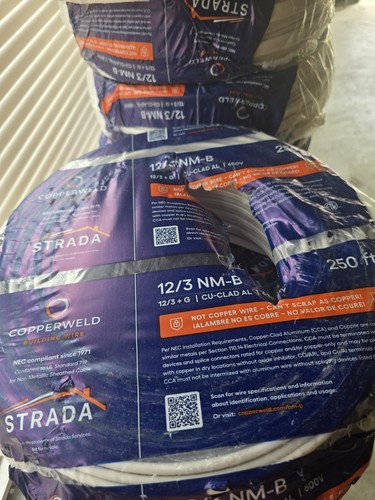 12/3 Electrical Wire 250 Ft Copper-Clad Aluminum | eBay