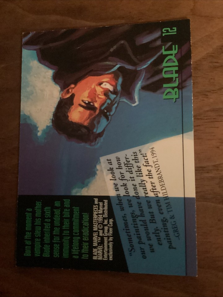 BLADE #12 1994 Marvel Masterpieces Collectible Card Shipped In ...