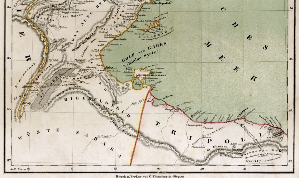 1859 Afrika Tunis Tūnis Tunes Tunesien Landkarte old Map orig ...